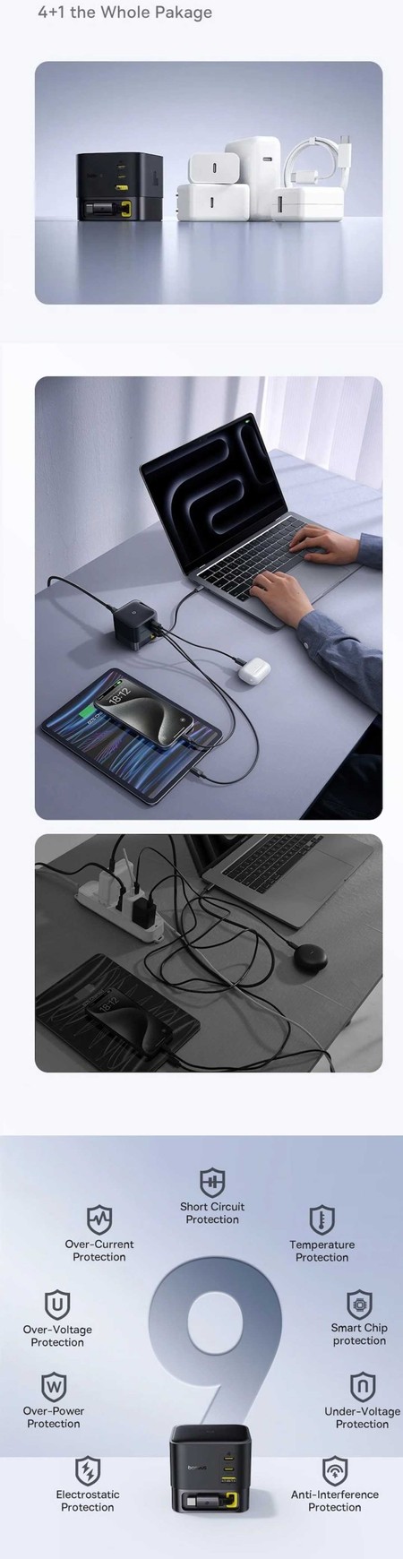 Baseus 100W Super GaN⁶ PD 3.1 Fast Charger 3C+U MacBook/iPad/iPhone 15