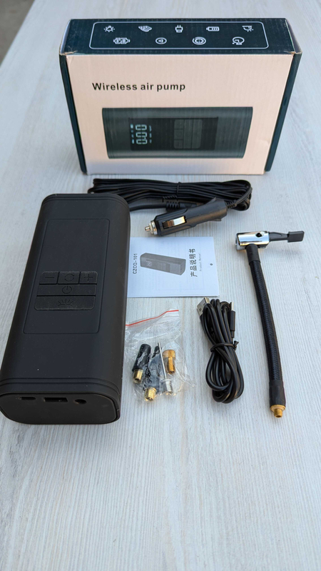 Компрессор портативный для АВТО | С функцией powerbank и LED фонарем
