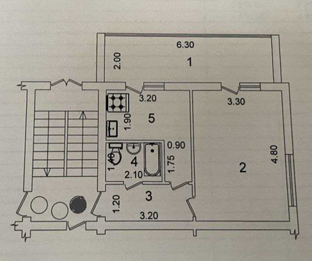 Саракулька   .1/2/4.  кирпич.   43 КВ.м