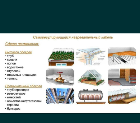 Саморегулируемой нагревательный кабель с креплением и соединителем