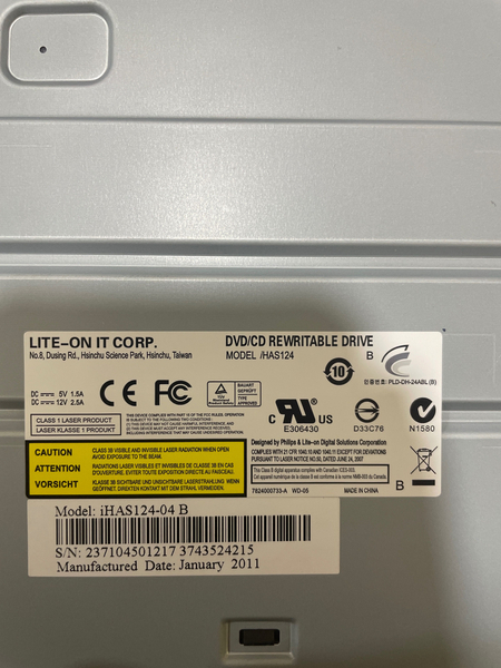 Дисковод DVD/CD Rewritable Drive модель iHAS124