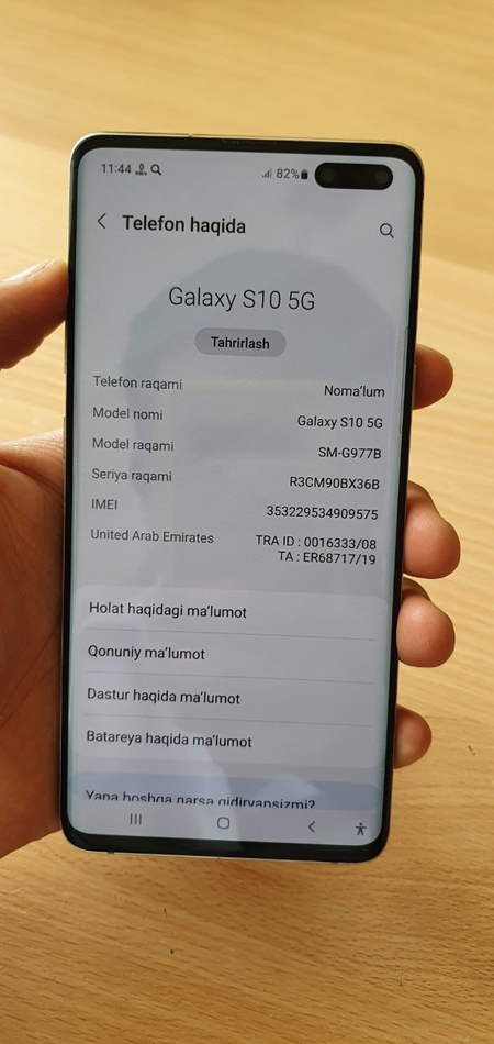 Samsung S10 5G+  holati idal
