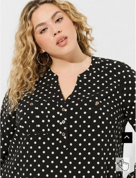 Plus size. Американская блузка в горошек