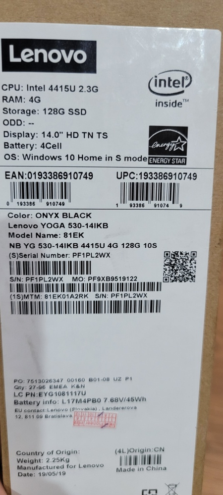 Ноутбук Lenovo Yoga 530-14IKB 14' ультратонкий