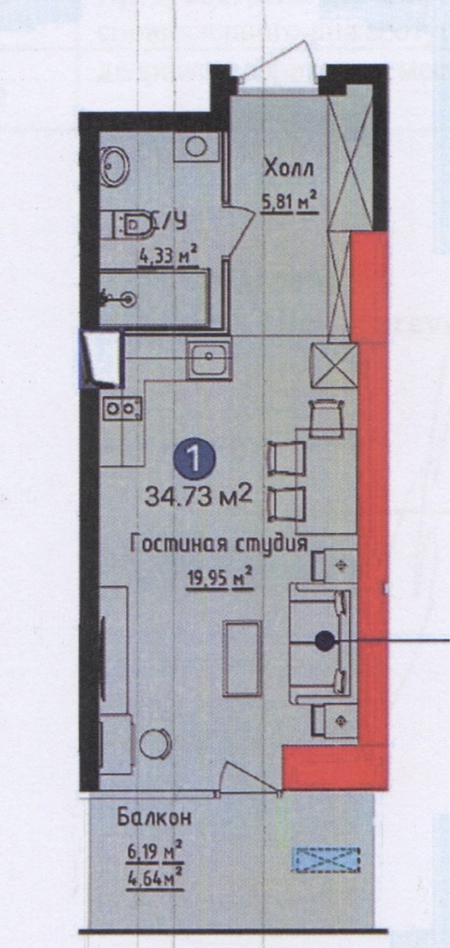 Продается 1-комнатная квартира в ЖК NRG U-TOWER