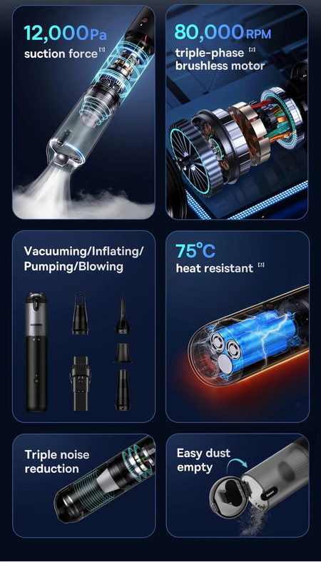 Avto pilesos Baseus A3 Lite, Беспроводная автопылесос