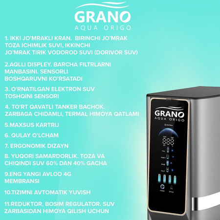 Grano Suv Filtiri 3 yil Garantiya 3 Yil tekin Servis
