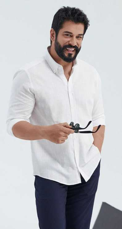 Button color linen мужская приталенная рубашка