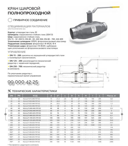 Кран Шаровой LD КШЦП -- Вместо Задвижки
Диаметр 15 мм. - 200 мм.