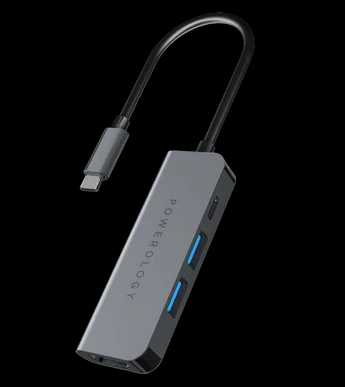 Type-c Хаб Powerology - 2*USB 3.0, type-c, HDMI