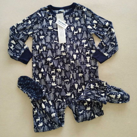 Новая из США Old Navy флисовая теплая пижама слип комбинезон 4- 5 лет