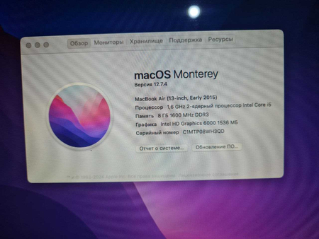 Macbook Air 2015 Core i5/128ssd/8gb ram/1.5gb video.karta/Ideal
