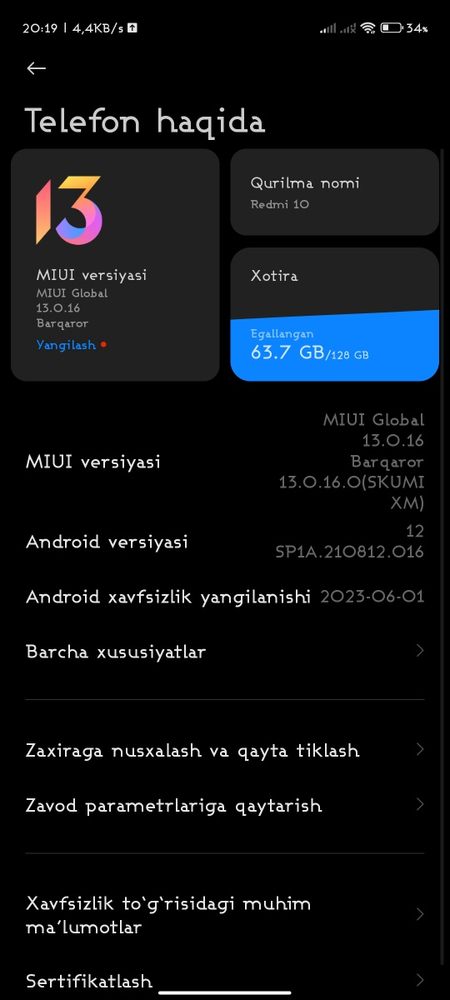 Redmi 10 6/128 xolati ideal