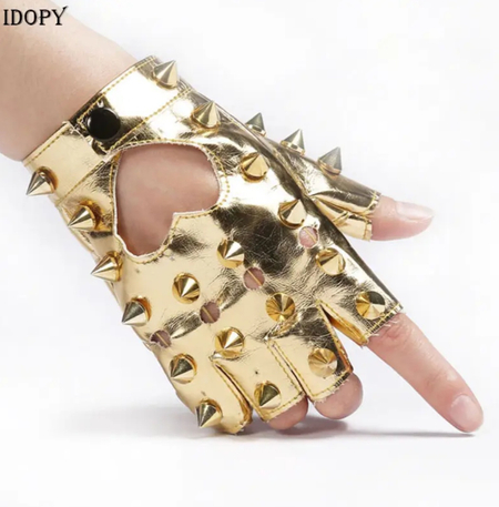 Перчатки Idopy из искусственной кожи с заклепками