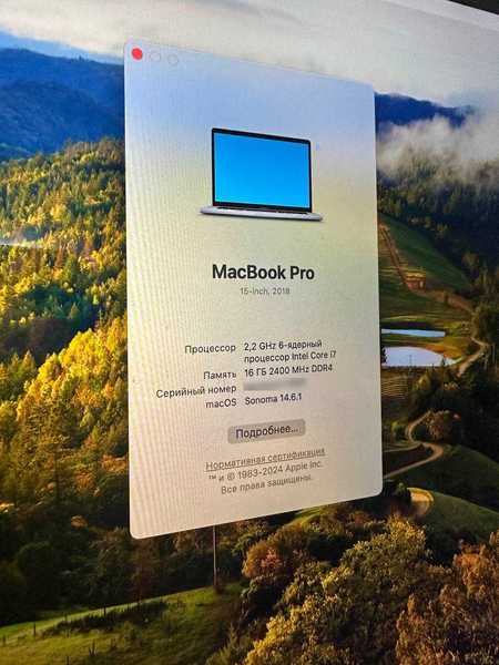 Macbook 16GB DDR4 Core i7 2.2GHz inch 15 late 2018