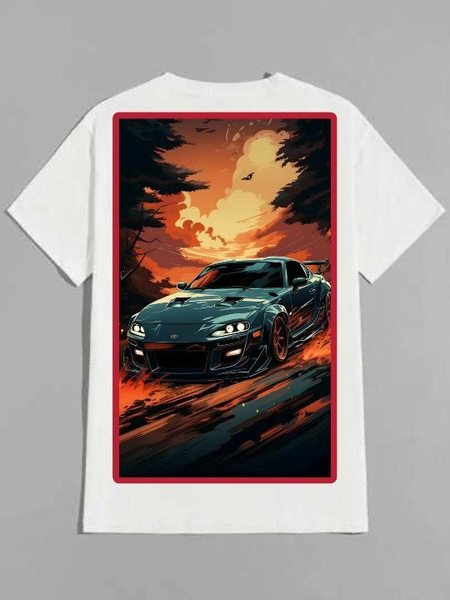 Футболка с дизайном автомобиля (TOYOTA SUPRA) , качественная футболка