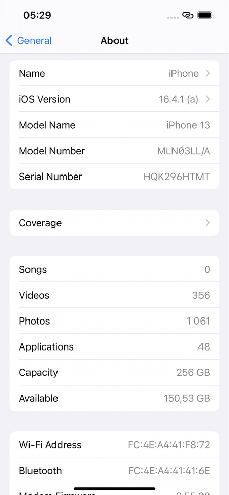 Iphone 13 LL/A Red 256Gb 91% battery