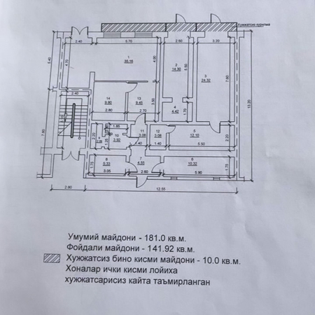 Сдам помещение Мирабадский район 191м2