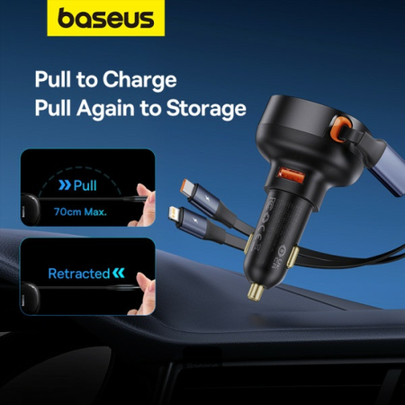 Автомобильное зарядное устройство Baseus 60W USB-A + Type-C и IP