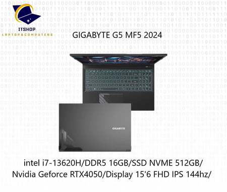 GIGABYTE G5 MF5 2024 i7-13620HX/DDR5 16GB/SSD NVME 512GB/RTX4050 6gb