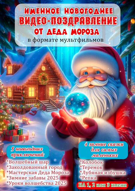 Именные видео поздравление от Деда мороза и других персонажей.