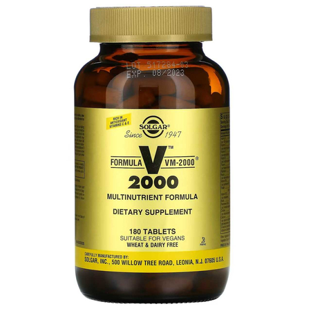 Solgar, Formula VM-2000, мультинутриентная формула, мультивитамин