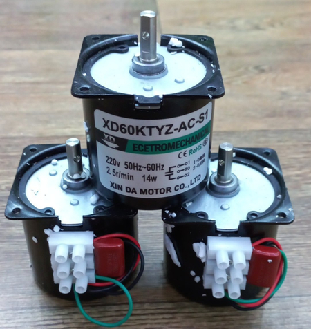 Мотор 220v 14WATT 
220v 6WATT 
шестеренка