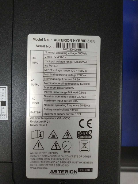 Гибридный инвертор ASTERION HYBRID 5.6K