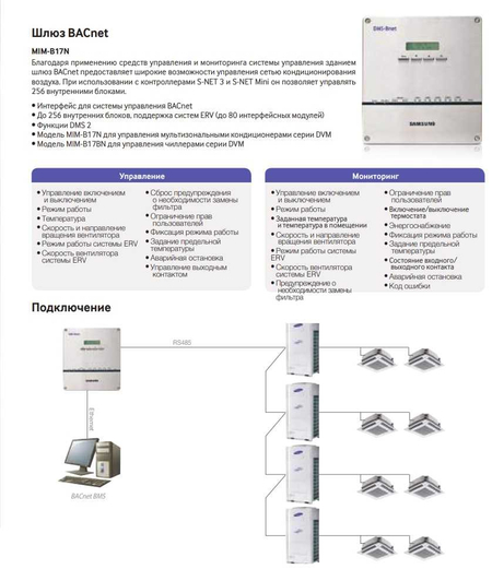 Шлюз BACnet AIM-B17BN Samsung. DMS 2.5