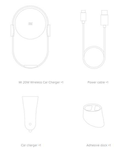 Беcпроводная зарядка для машины Xiaomi Mi 20W