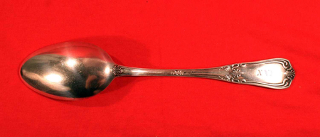 Сталовая ложка из серебра с вендилем ЭГ, XVI 1954г (875пр. голова)