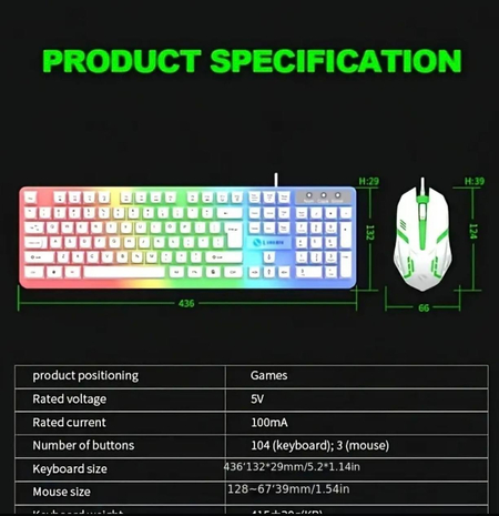 Комплект для Геймеров с проводной клавиатурой и мышью GTX350