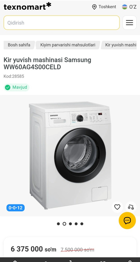 Kir yuvish mashinasi Samsung