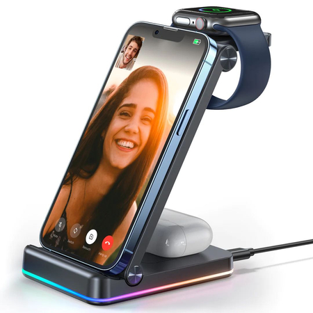 Joyroom Беспроводная зарядная станция 3 в 1 Складная и двойная катушка
