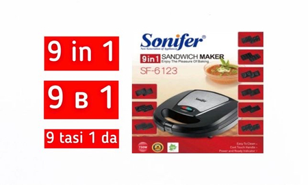 Хит Продаж! 9В1 Сендвич тостер вафельница tostr Sonifer vafelnitsa