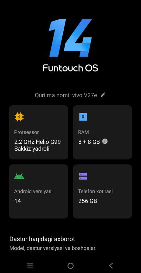 Vivo e27 (256) Karobka dagimenti bor