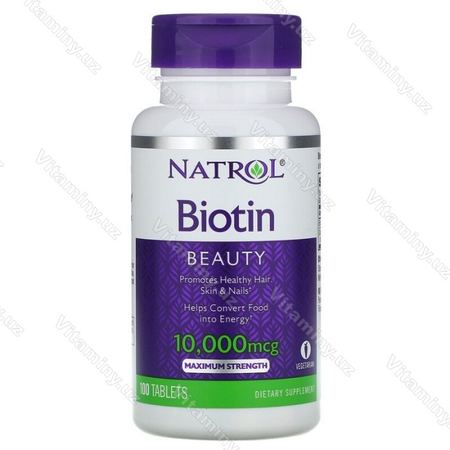 Biotin 10000 мкг, Biotin Natrol, биотин Натрол, 100 таблеток, США