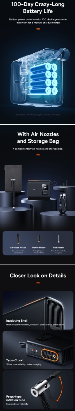 Автомобильный насос Baseus 6000mAh Energy Pump Mega Dual Cylinder