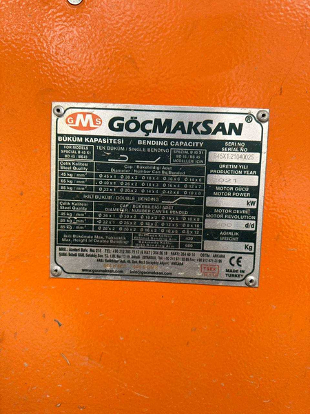Cтанок для гибки арматуры gocmaksan b45