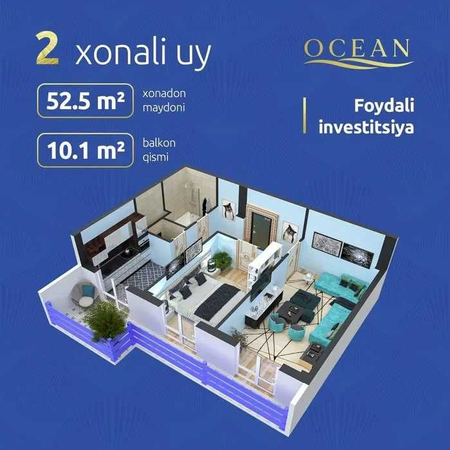 Юнусабад Шошилин Зор Нархда Коробка Ocеan Хоn Saroy 52м2;