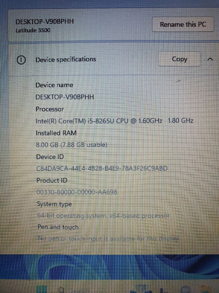 Dell i5-8265u 8/256gb SSD