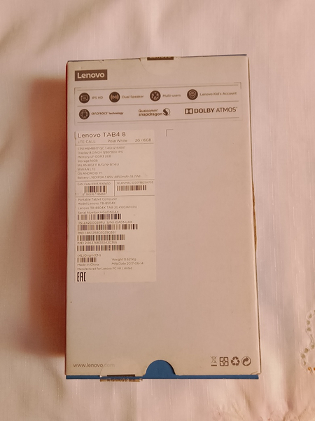 Компьютерный планшет Lenovo TAB4 8 LTE CALl. Polard White 2G+16B