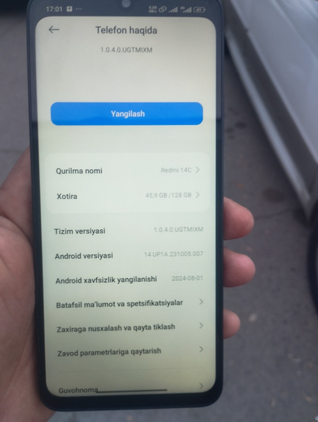 REDMI 14C B/U10 kun boʻlgan olinganiga