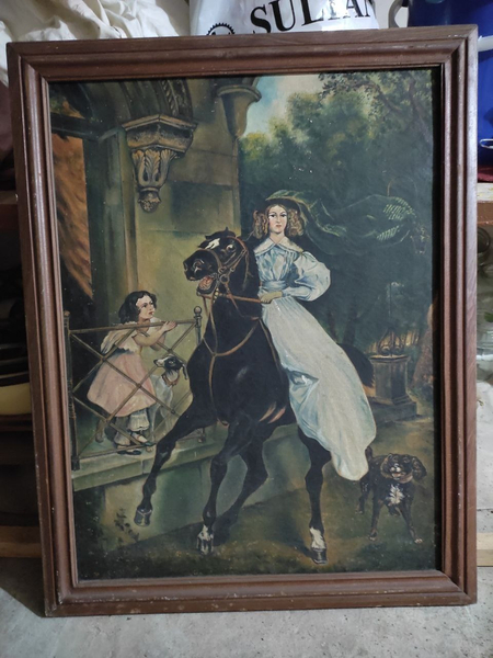Картина ВСАДНИЦА, антиквар, масляные краски