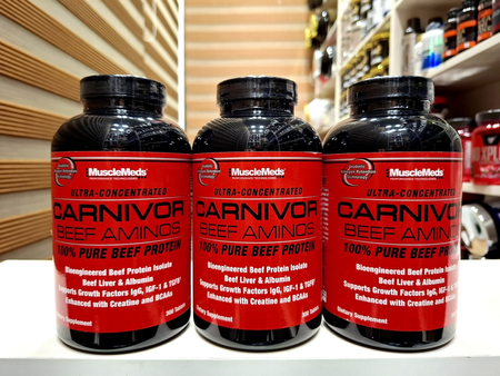 Carnivor Beef Amino от компании MuscleMeds 300 таблеток аминокислоты.