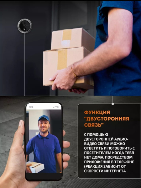 Ezviz DP2C 2MP, дверной глазок, видеоглазок, домофон, камера