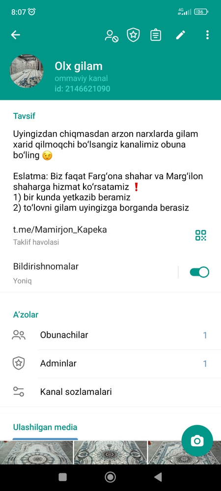 Mexmonxona uchun tayyor gilam sotiladi uchga besh optim narxlardagilam