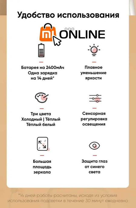 АКЦИЯ! Зеркало косметическое с подсветкой Xiaomi Jordan Judy NV505