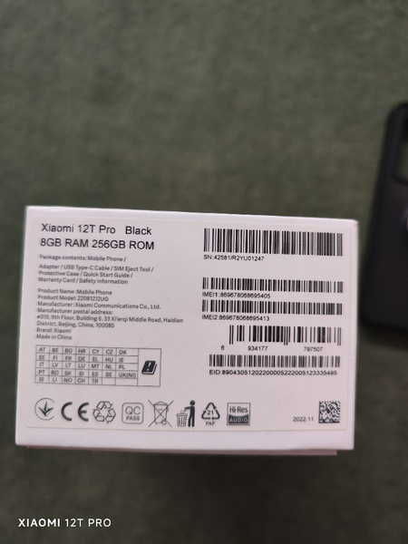 XIAOMI 12 T PRO BLAGK  8 / 256