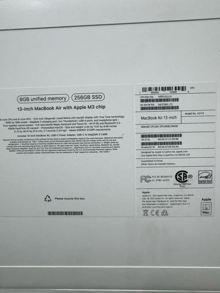 MacBook Air 13 M3 8/256 Новый